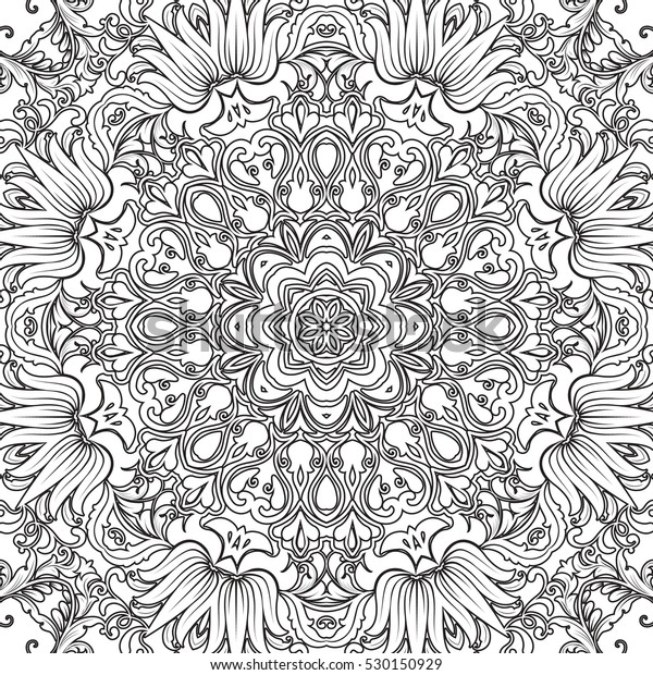 Seamless Floral Pattern Motif Coloring Mandala Stock Vector (Royalty ...