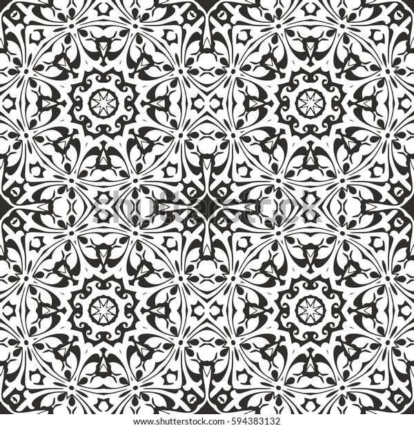 Seamless Floral Pattern Motif Coloring Mandala Stock Vector (Royalty ...