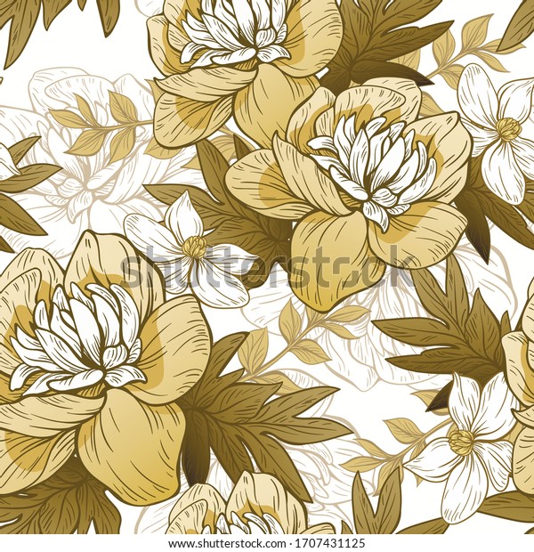 Seamless Floral Pattern On White Background Stock Vector (Royalty Free ...