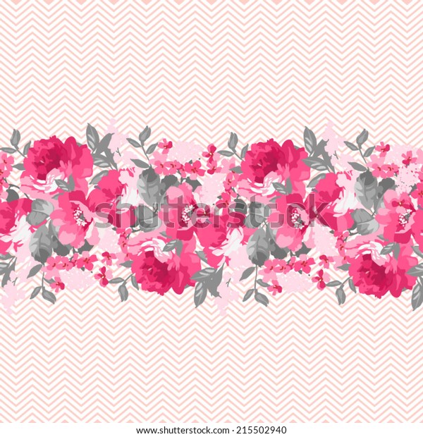 Seamless Floral Pattern Pink Roses Chevron Stock Vector (Royalty Free ...