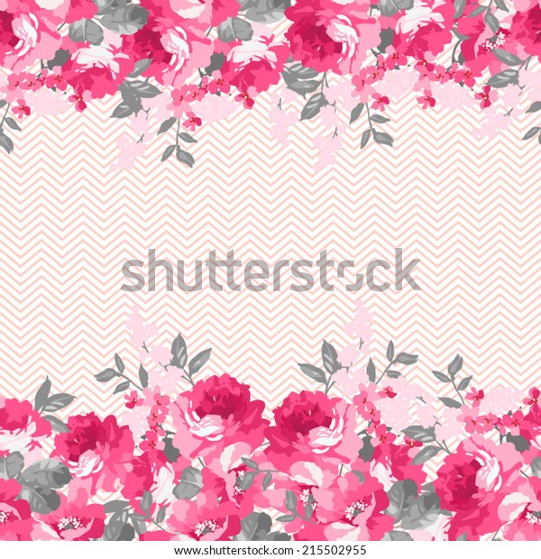 Seamless Floral Pattern Pink Roses Chevron Stock Vector (Royalty Free ...