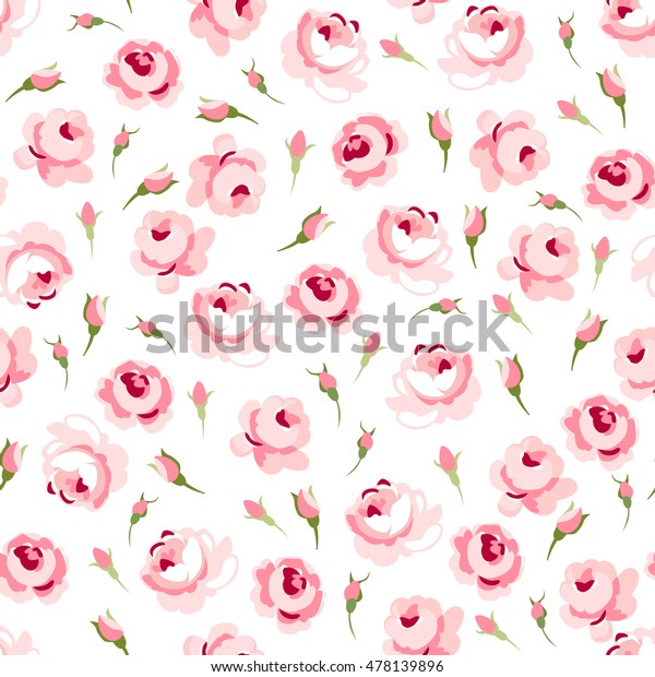 Seamless Floral Pattern Pink Roses Stock Vector (Royalty Free ...