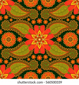 Seamless Floral Pattern Red Orange Flowers Stock Vector (Royalty Free ...