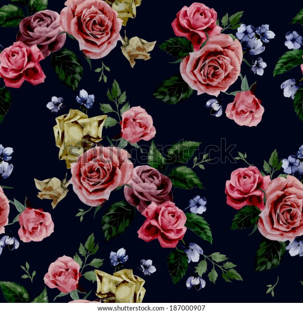 Seamless Floral Pattern Red Purple Pink Stock Vector (Royalty Free ...