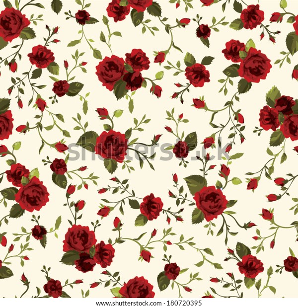 Seamless Floral Pattern Red Roses Vector Stock Vector (Royalty Free ...