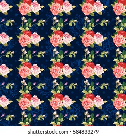 Seamless Floral Pattern Three Rose Vector Stock Vector (Royalty Free ...
