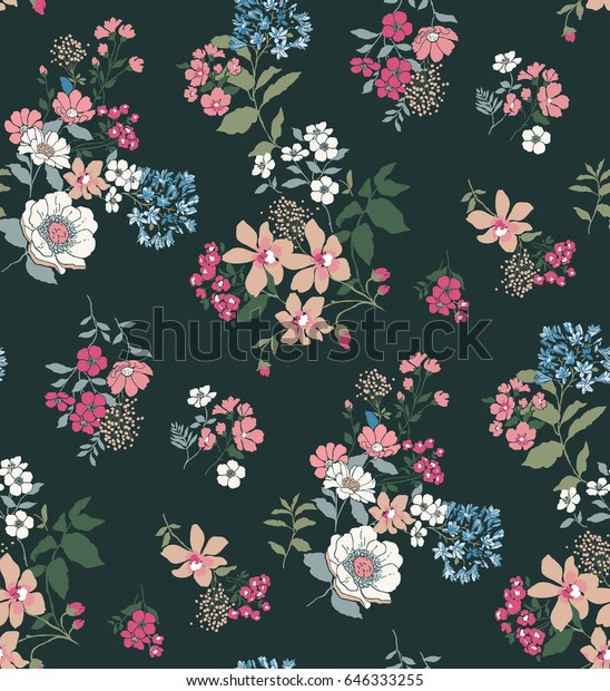 Dikişsiz Çiçek Deseni Vektör Stok Vektör (Telifsiz) 646333255