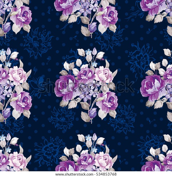 Seamless Floral Pattern Violet Roses Vector Stock Vector (Royalty Free ...