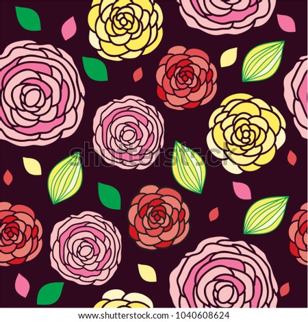 Seamless Floral Pattern Wine Color Background Stock Vector (Royalty ...