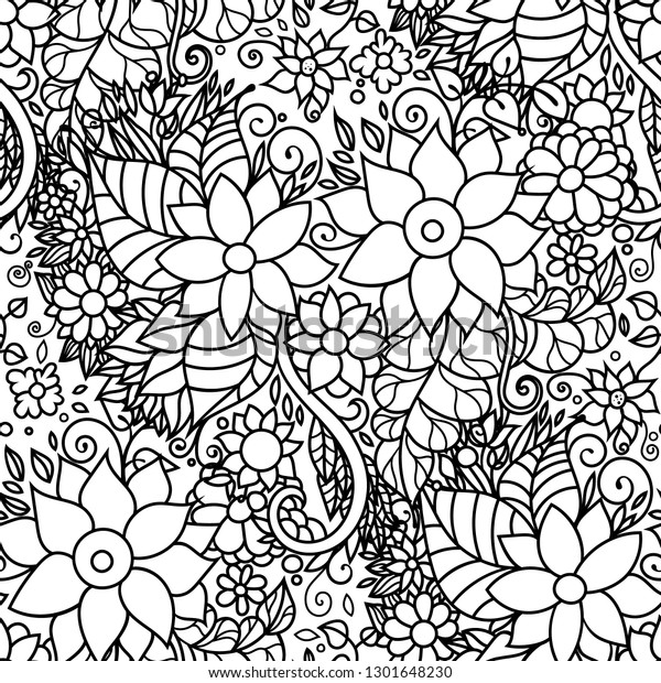Seamless Floral Repeating Zentangle Inspired Pattern Stock Vector ...