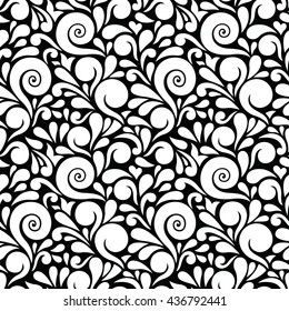 Seamless Black Background White Pattern Baroque Stock Vector (Royalty ...