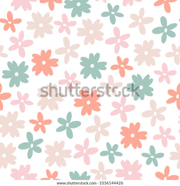 Seamless Flower Pattern Flat Bloom Ornament Stock Vector (Royalty Free ...