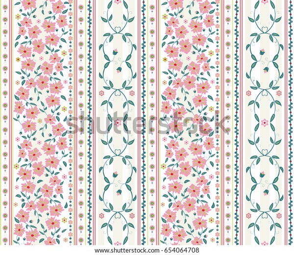 Seamless Flower Pattern Vertical Stripes Light Stock Vector (Royalty ...