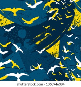Seamless Flying Birds Geometry Background Vector Stock Vector (Royalty Free) 1360946384 ...