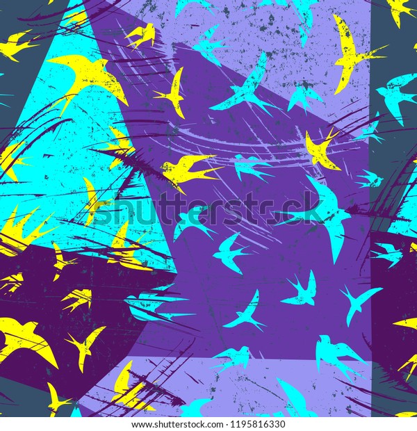 Seamless Flying Birds Geometry Background Vector Stock Vector (Royalty Free) 1195816330