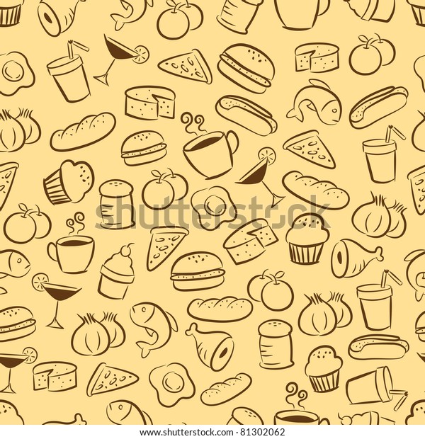 Seamless Food Drink Background Stock Vector (Royalty Free) 81302062