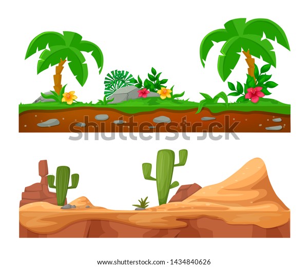 Seamless Game Landscape Scene Terrain Gaming Stock Vector (Royalty Free ...