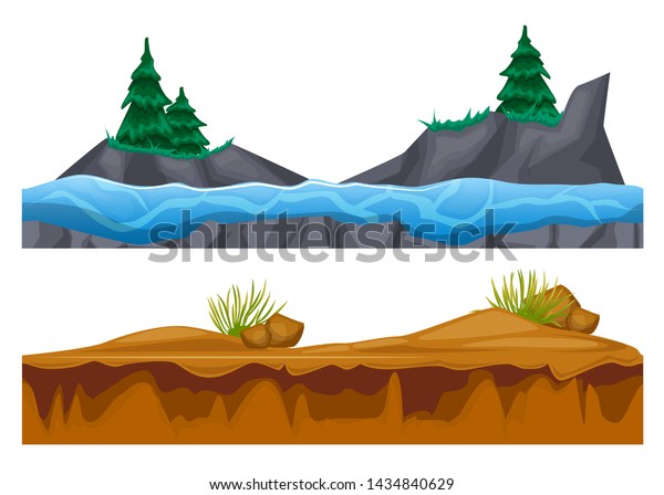 Seamless Game Landscape Scene Terrain Gaming Stock Vector (Royalty Free ...