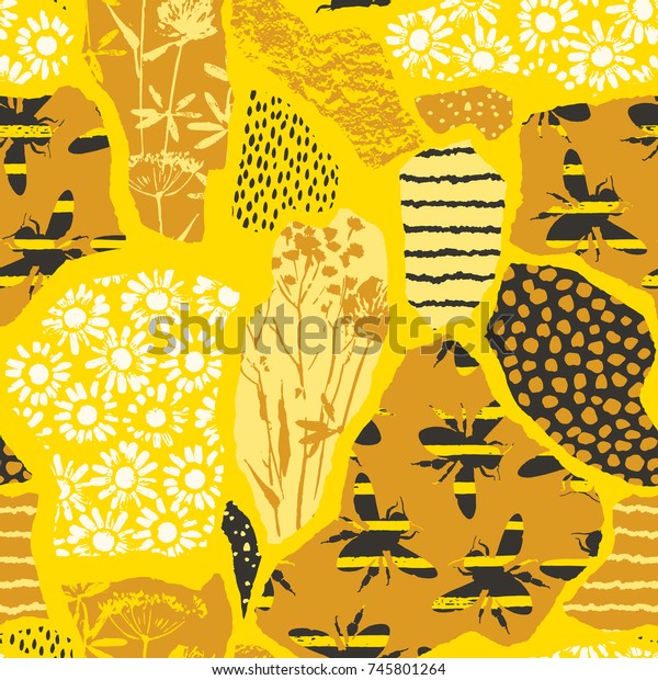 Seamless Geometric Pattern Bee Trendy Hand Stock Vector (Royalty Free ...