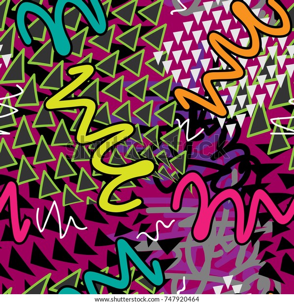 Seamless Geometric Pattern Retro 80s Style Stock Vector (Royalty Free ...
