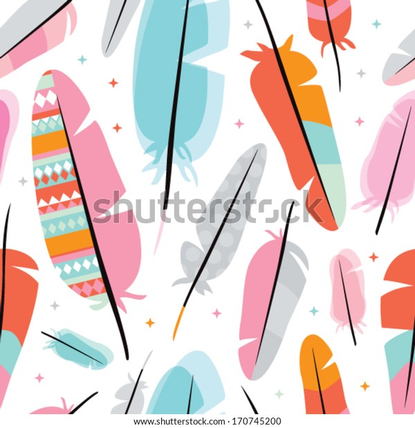 Seamless Geometric Style Feather Aztec Detail Stock Vector (Royalty ...