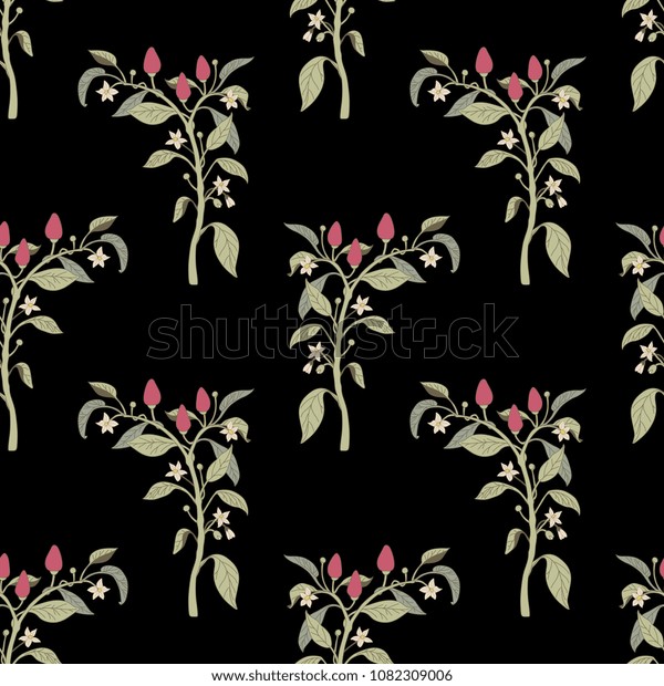 Seamless Geometrical Floral Pattern Chili Pepper Stock Vector (Royalty ...