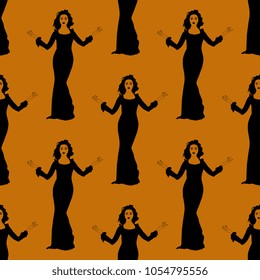 Seamless Geometrical Pattern Silhouettes Beautiful Goth Stock Vector ...