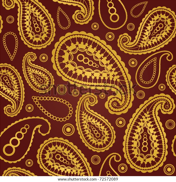 Seamless Gold Brown Paisley Pattern Stock Vector (Royalty Free) 72572089