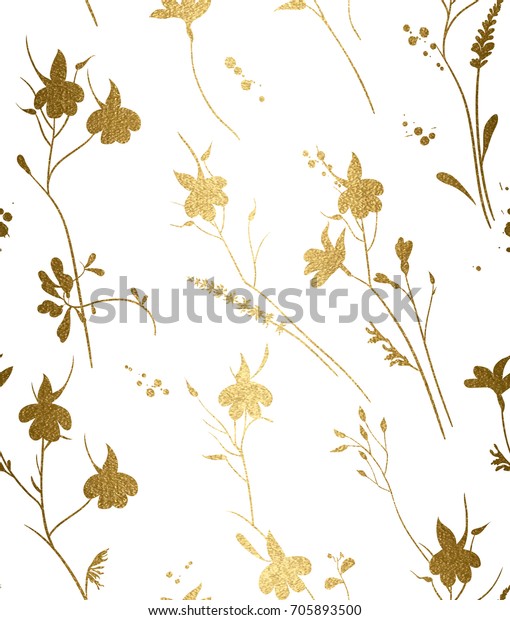 Seamless Gold Floral Pattern On White Stock Vector (Royalty Free ...
