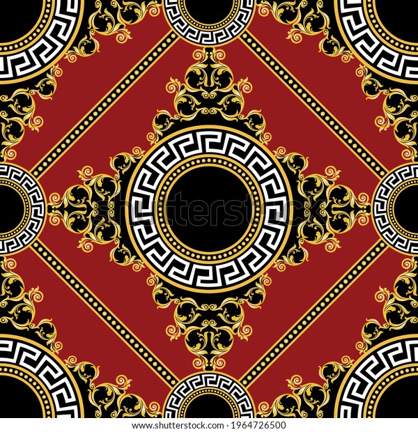 Seamless Golden Baroque Elements On Red Stock Vector (Royalty Free ...