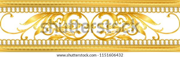 Seamless Golden Ornamental Segment On White Stock Vector (Royalty Free ...