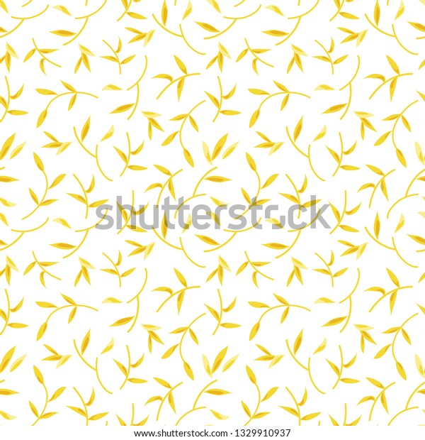 Seamless Golden Yellow Leaf Pattern White Stock Vector (Royalty Free ...