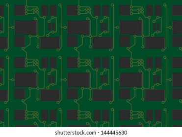 Seamless Green Circuit Board Pattern Gold Stock Vector (Royalty Free ...