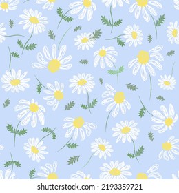 Seamless Hand Drawn Daisy Pattern White Stock Vector (Royalty Free ...