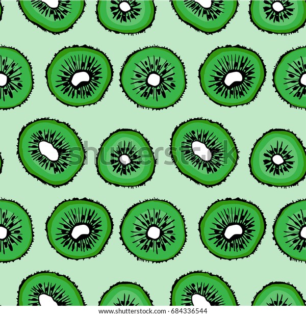 Stock vektor „Seamless Handdrawing Kiwi Pattern Cartoon Style“ (bez ...