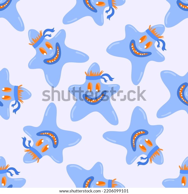 Seamless Hello Halloween Pattern Pale Blue Stock Vector (Royalty Free ...