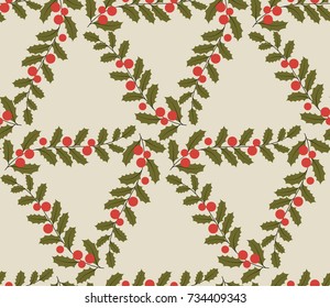 Seamless Holly Pattern Christmas Pattern Stock Vector (Royalty Free ...