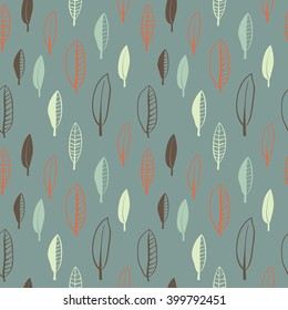 Seamless Illustrated Leaf Background Pattern Stock Vector (Royalty Free ...