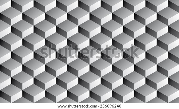 Seamless Isometric Grayscale Gradient Flattened Cubes Stock Vector ...