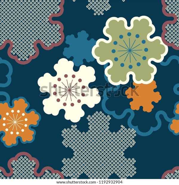 Seamless Japanese Flower Patternjapanese Pattern Vector Stock Vector ...
