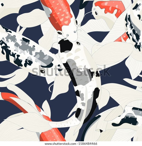 Seamless Koi Fish Vector Asian Traditional Stock Vector (Royalty Free ...