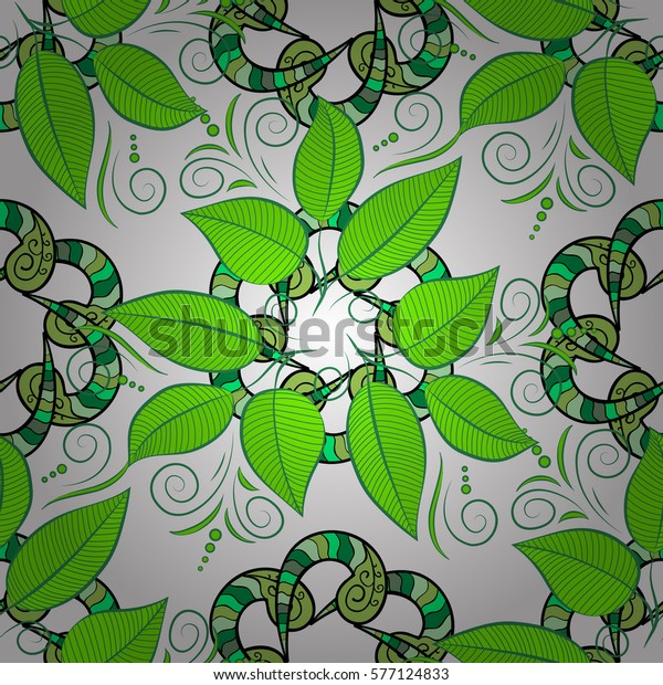 Seamless Leaf Pattern Stripe Doodles Vector Stock Vector (Royalty Free ...
