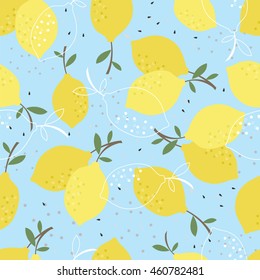 Seamless Lemon Blue Background Stock Vector (Royalty Free) 460782481 ...