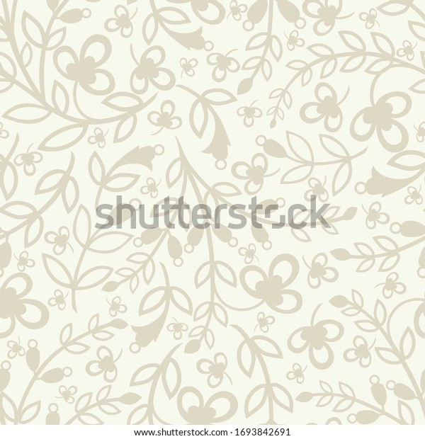 Seamless Light Background Beige Flowers Leaves Stock Vector (Royalty ...