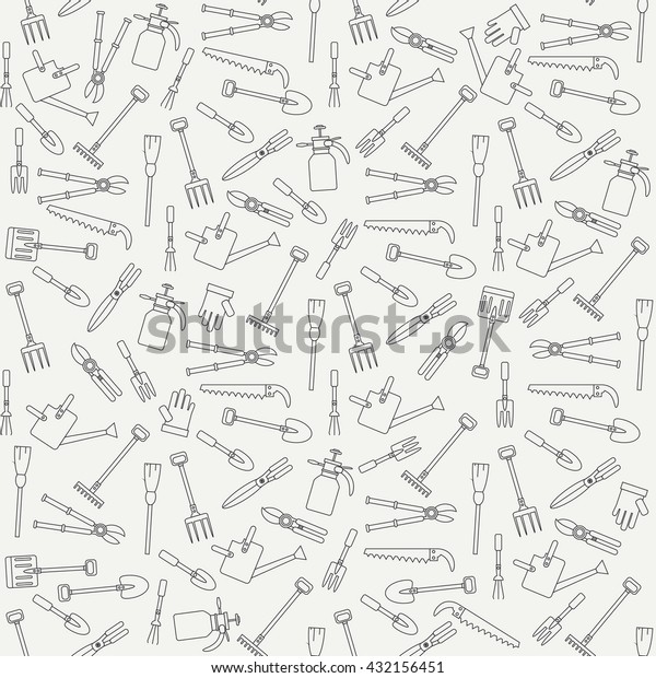Seamless Line Pattern Garden Tools Icons Stock Vector (Royalty Free ...