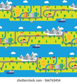 Seamless Map Small Town Countryside Buildings Stock Vector (Royalty ...