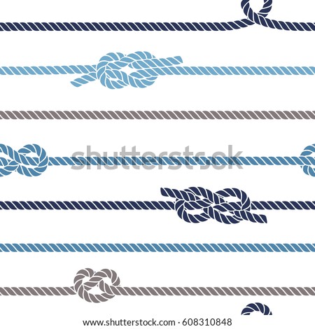 Seamless Marine Pattern Knots Rope Vector 스톡 벡터(사용료 없음) 608310848 ...