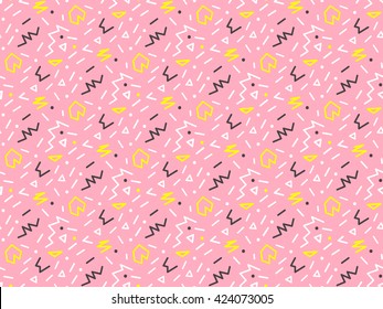 Seamless Memphis Style Pattern Geometric Pop Stock Vector (Royalty Free ...