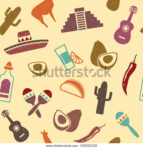 Seamless Mexican Background Retro Style Stock Vector (Royalty Free ...