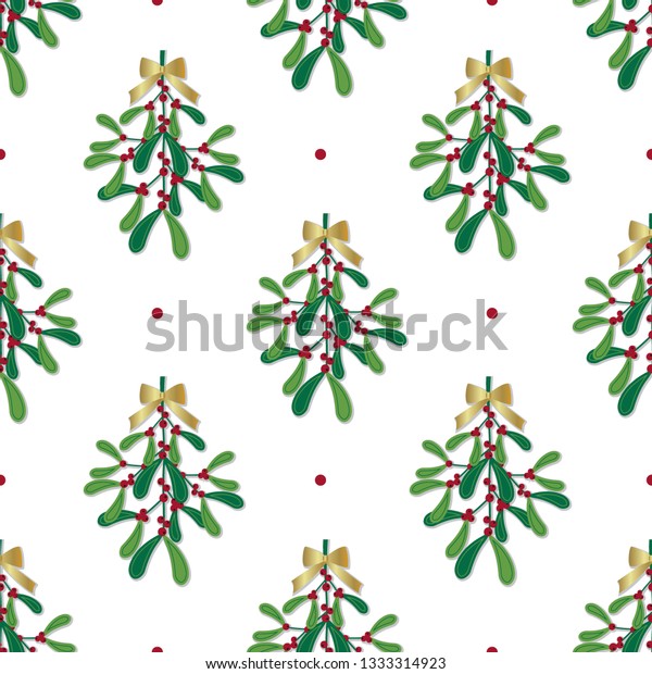 Seamless Mistletoe Design Red Green Color Stock Vector (Royalty Free ...